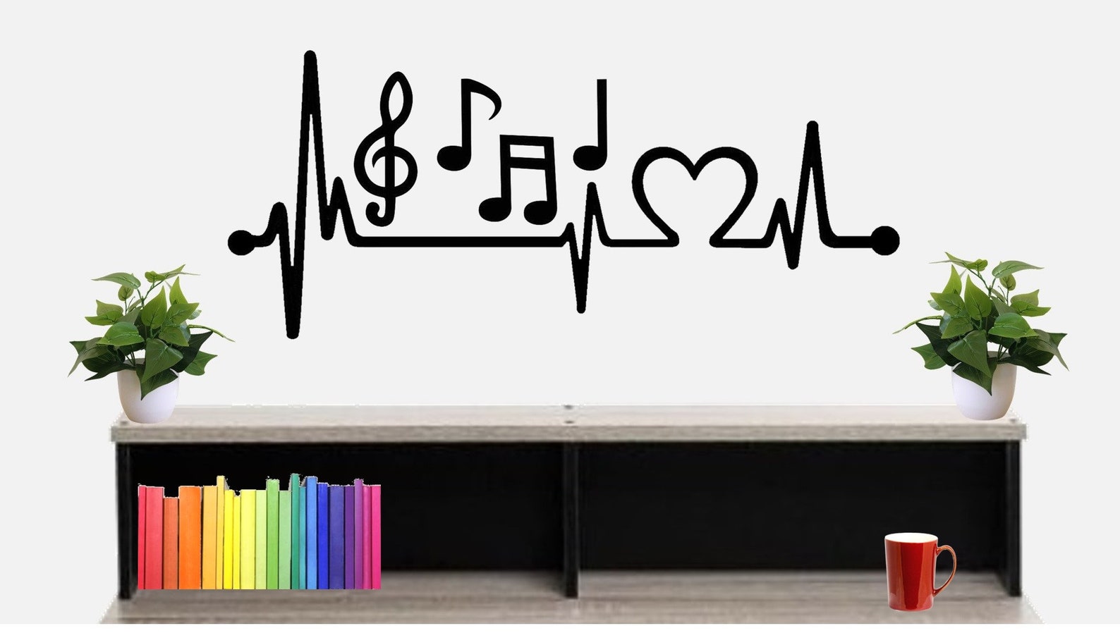 Music Notes Heartbeat Lifeline Wall Decal BG 495 - Etsy