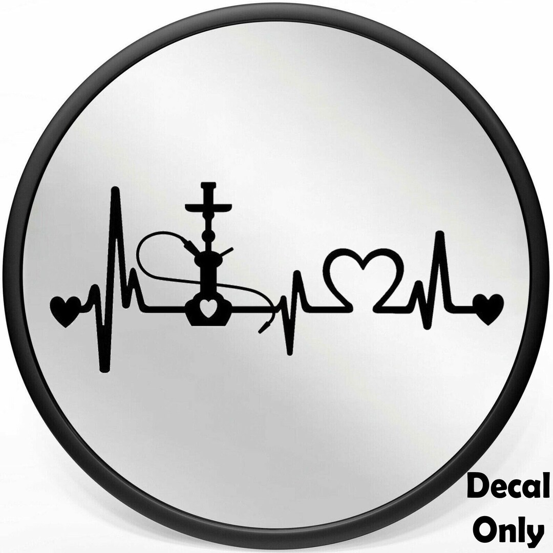 Hookah Heartbeat Lifeline Decal Sticker for Car Window 8 Inch Smoke ...