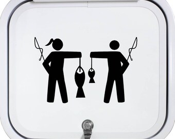 Girl and Guy Funny Fishing Decal Sticker for Car Window L1044 | Etsy