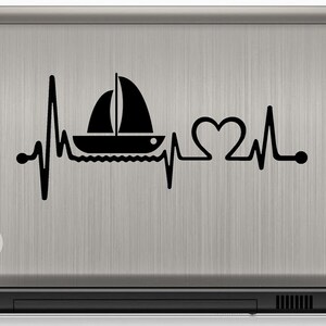 Sailboat Sailing Heartbeat Lifeline Decal Sticker for Car Window Water ...