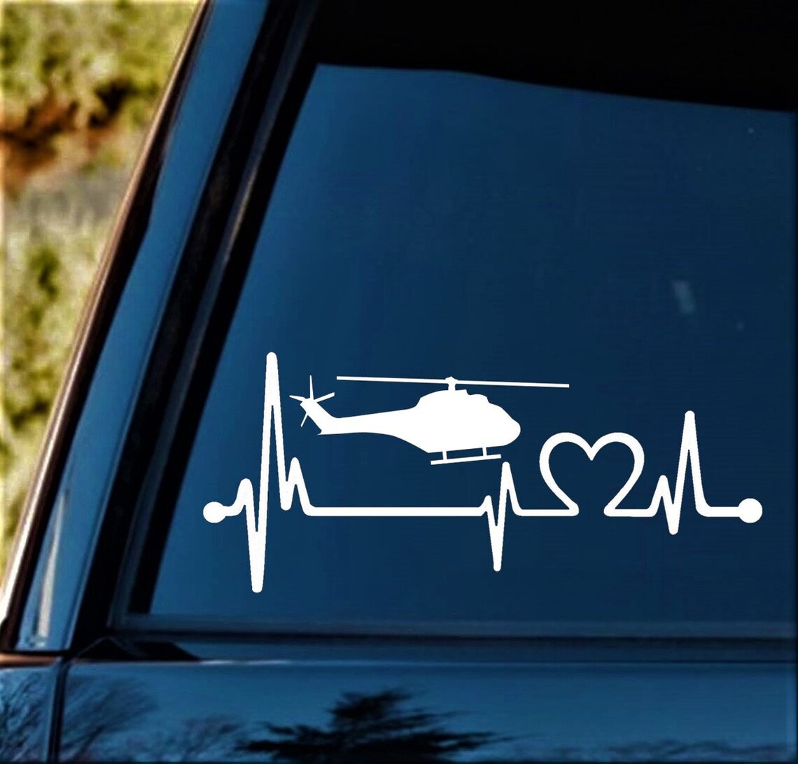 Helicopter Heartbeat Lifeline Decal Sticker Gift for - Etsy