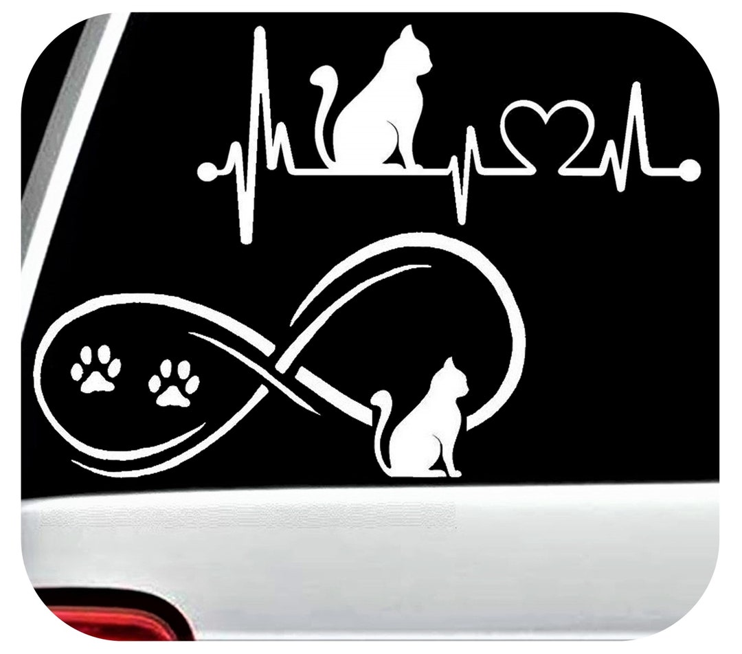 Cat Heartbeat Lifeline Infinity Decal Stickers - Etsy
