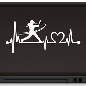 Softball Girl Batter Batting Heartbeat Lifeline Decal Sticker | K1072 ...