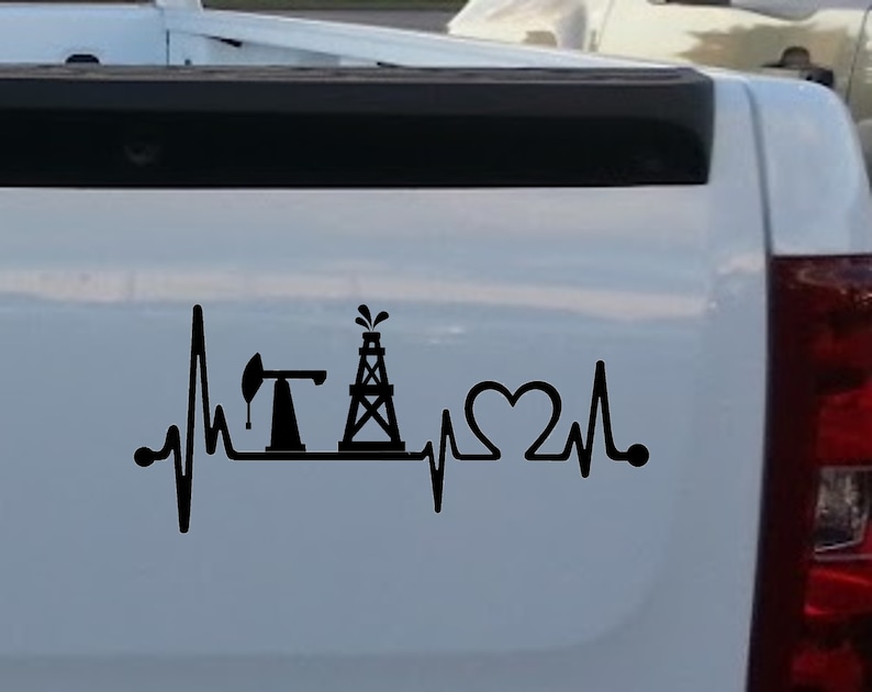 Oilfield Pumpjack Oil Rig Decal Sticker | Pumpjack Heartbeat Decal ...