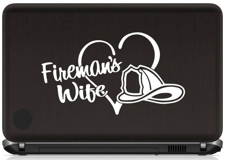 Firemans Wife Decal | Fireman Helmet Heart Decal Sticker | Firefighter ...