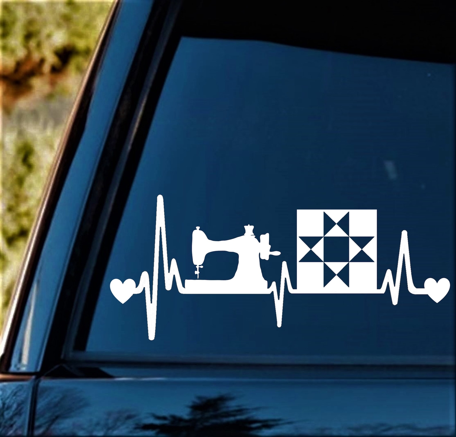 Sewing Machine Quilting Block Heartbeat Decal Sticker for Car Window ...