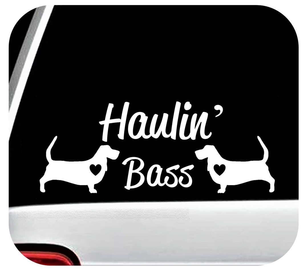 Haulin Bass With 2 Basset Hounds Dog Decal Sticker for Car Window 8 ...