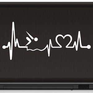 Diving Swimming Swimmer Heartbeat Lifeline Decal Sticker | Water Sports ...