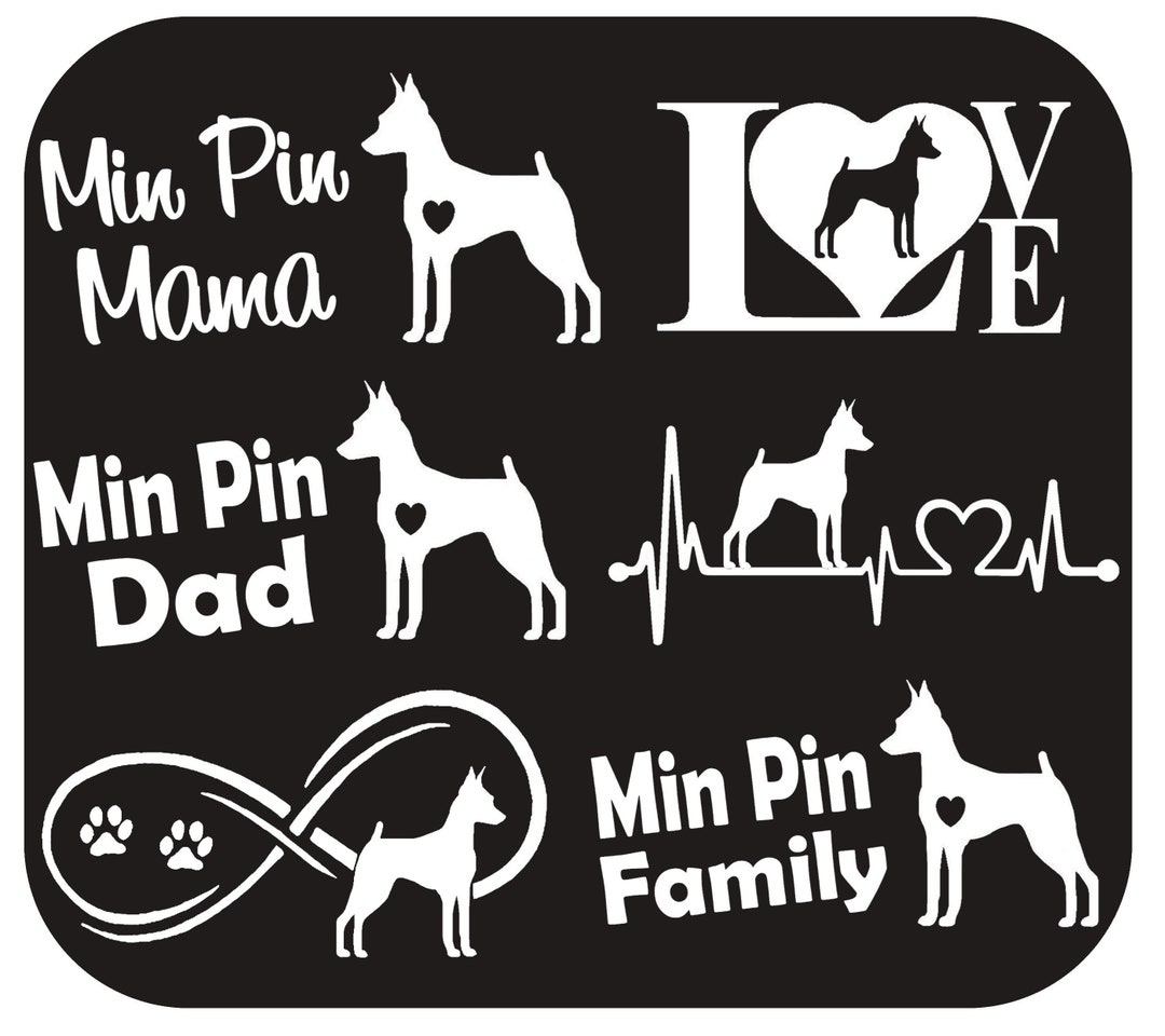 Min Pin Dog Decals | Miniature Pinscher Dog Decal Sticker Set for Car ...