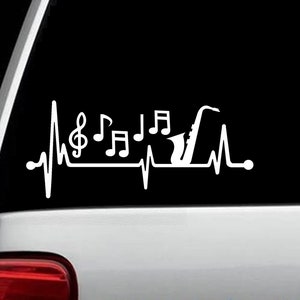Sax Saxophone Musical Notes Heartbeat Lifeline Decal Sticker for Car ...