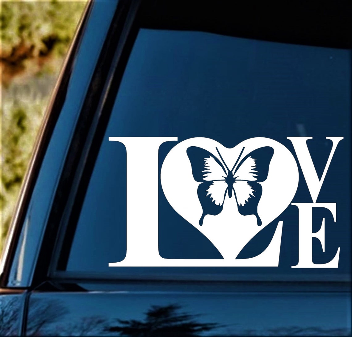 Butterfly Love Heart Decal | Butterfly Stickers | Butterfly Gifts ...