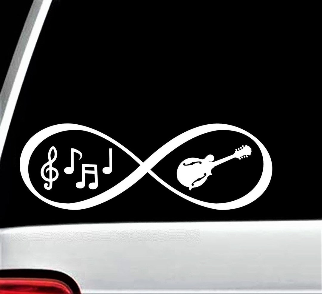 Mandolin Bluegrass Music Notes Infinity Decal Sticker for Car Window 8 ...