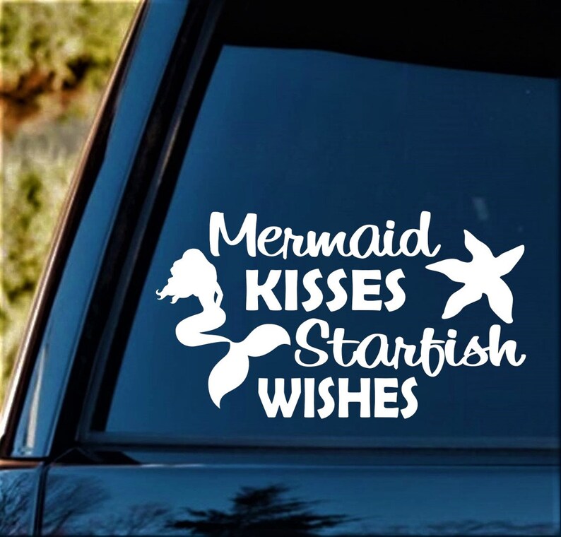 Mermaid Kisses Starfish Wishes Decal for Car Window | Mermaid Decal ...