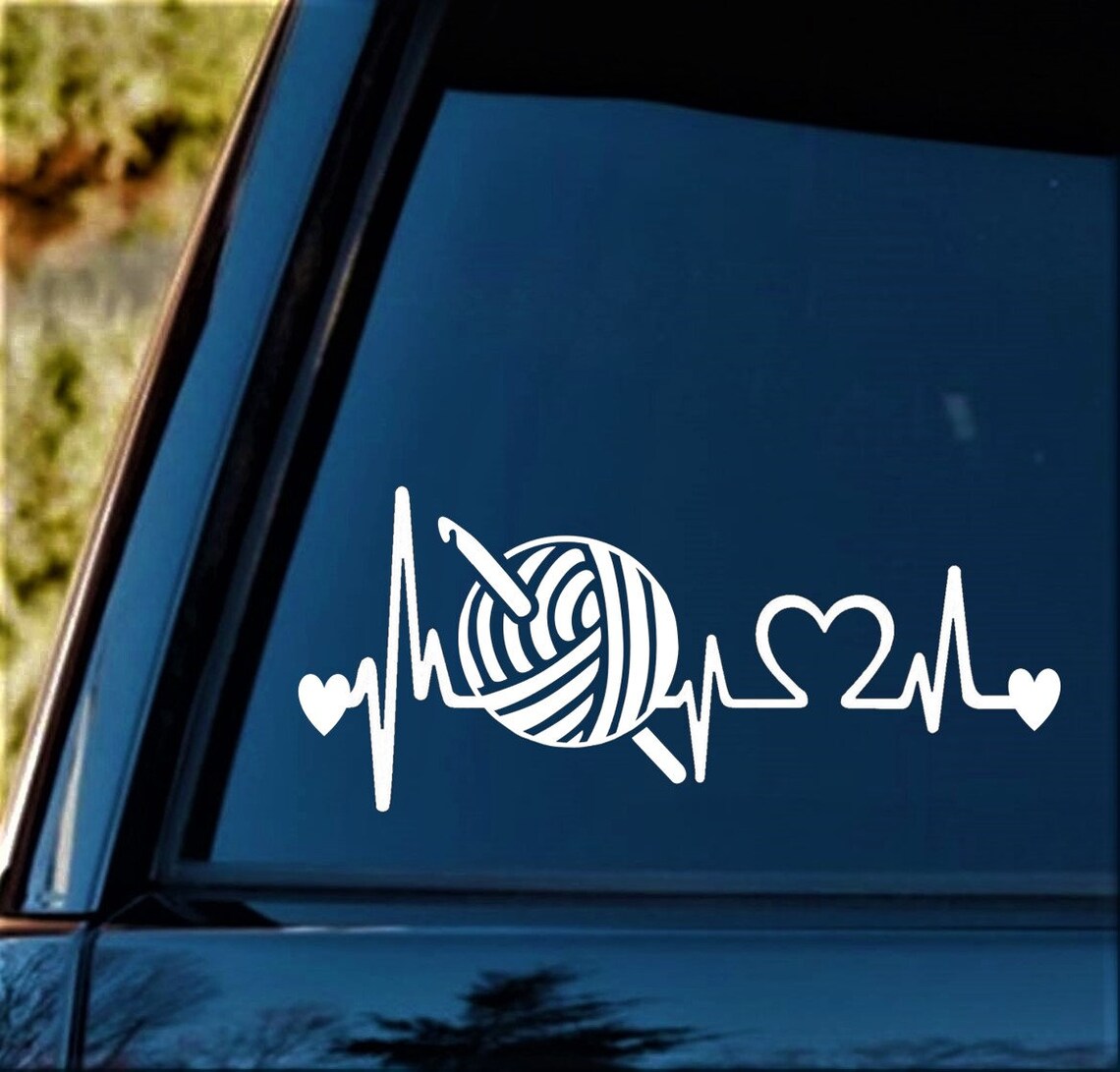 Crochet Hook Yarn Heartbeat Lifeline Decal Sticker | BG 610 - Etsy