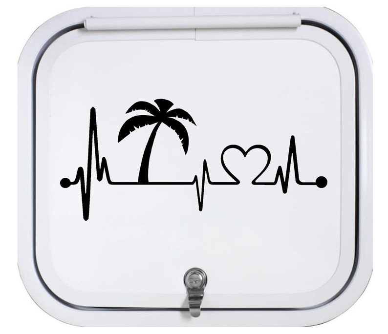 Palm Tree Heartbeat Lifeline Vacation Decal Sticker | Palm Tree Decal ...