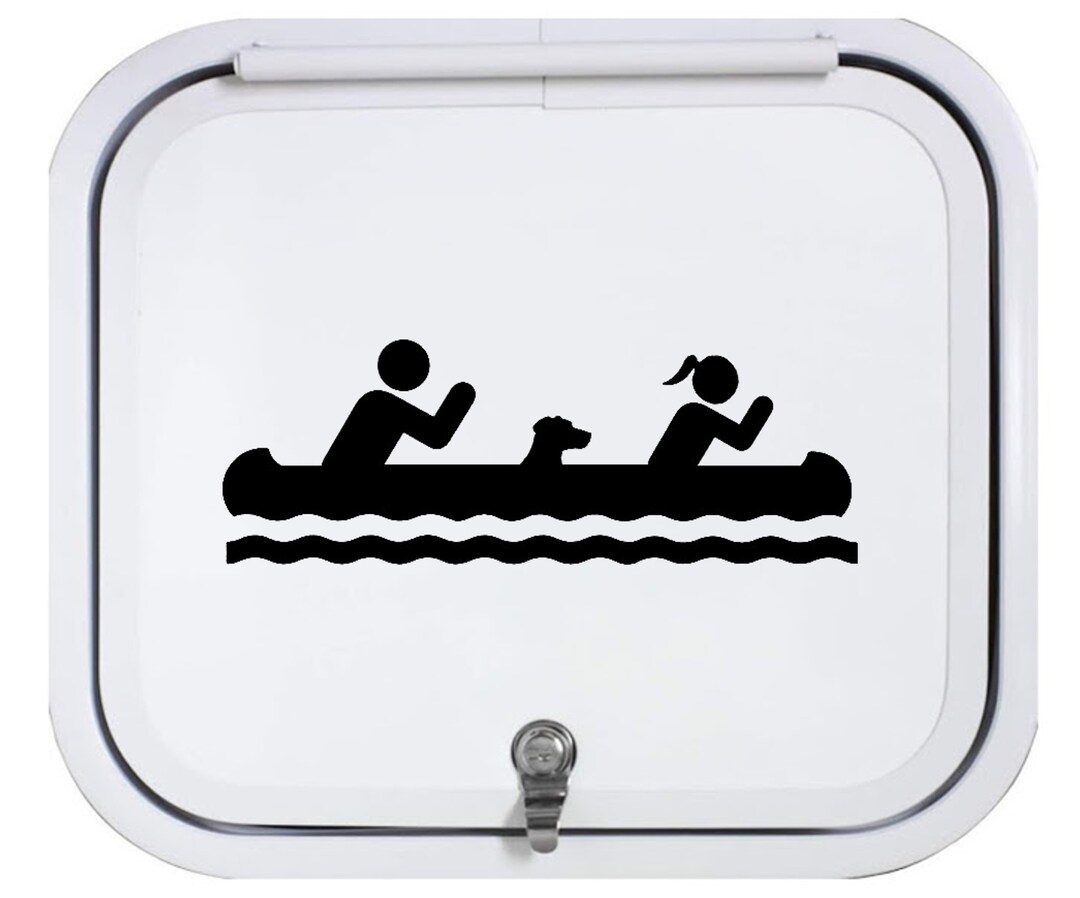 Canoe Kayak Family Couple W/ Dog Decal Sticker for Car Window or Laptop ...