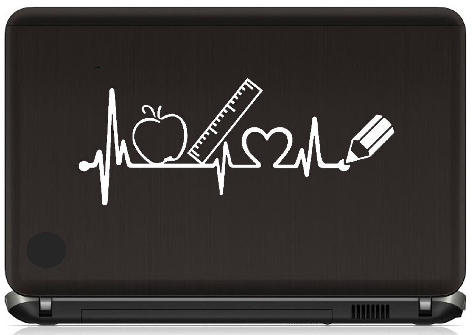 Teacher Heartbeat Lifeline Apple Ruler Pencil Decal Sticker | Etsy