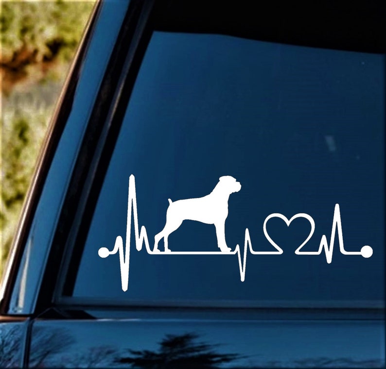 Boxer Decal for Car Window Boxer Natural Ears Dog Heartbeat - Etsy