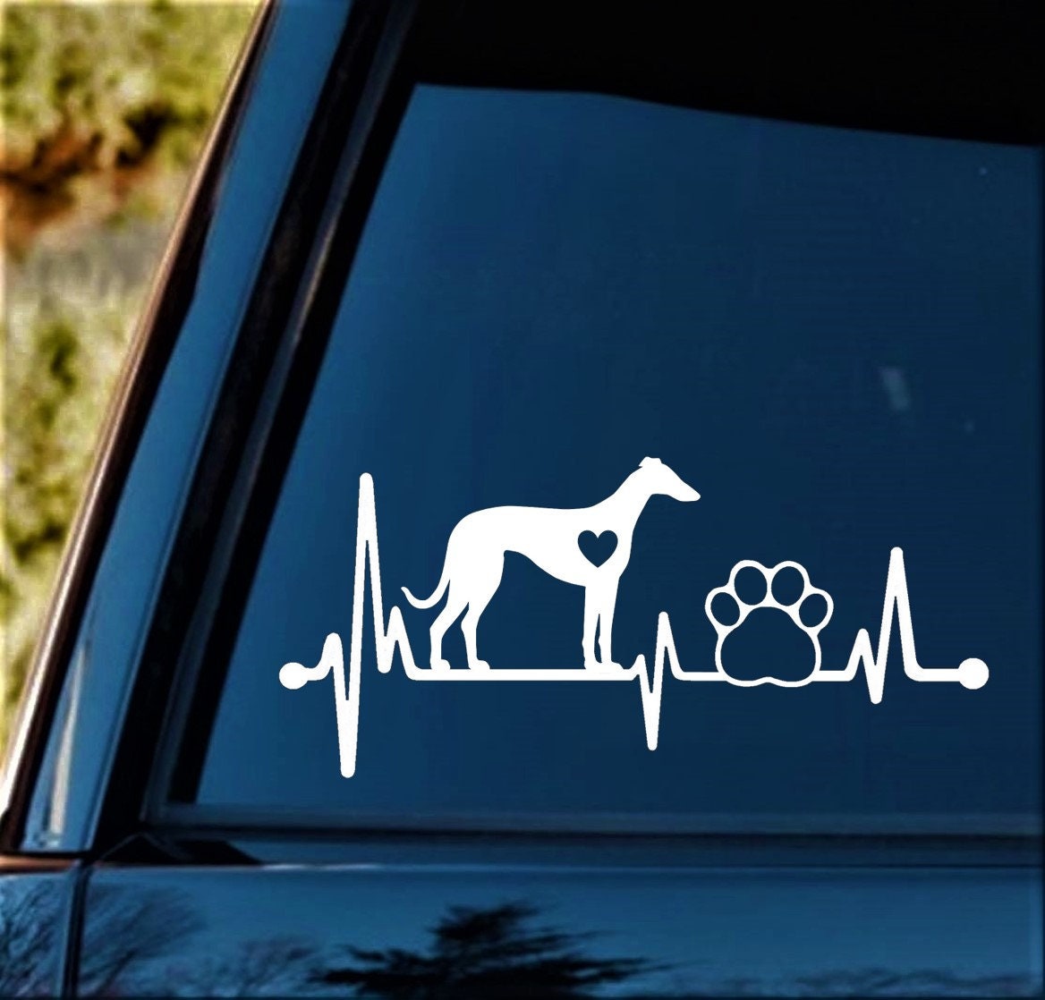 Whippet Heartbeat Lifeline Dog Paw Decal Sticker for Car | Etsy
