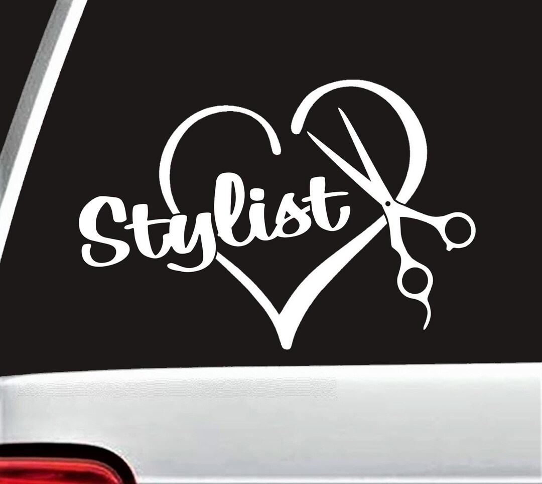 Hair Stylist Decal | Stylist Scissors Decal With Heart | Gift for ...