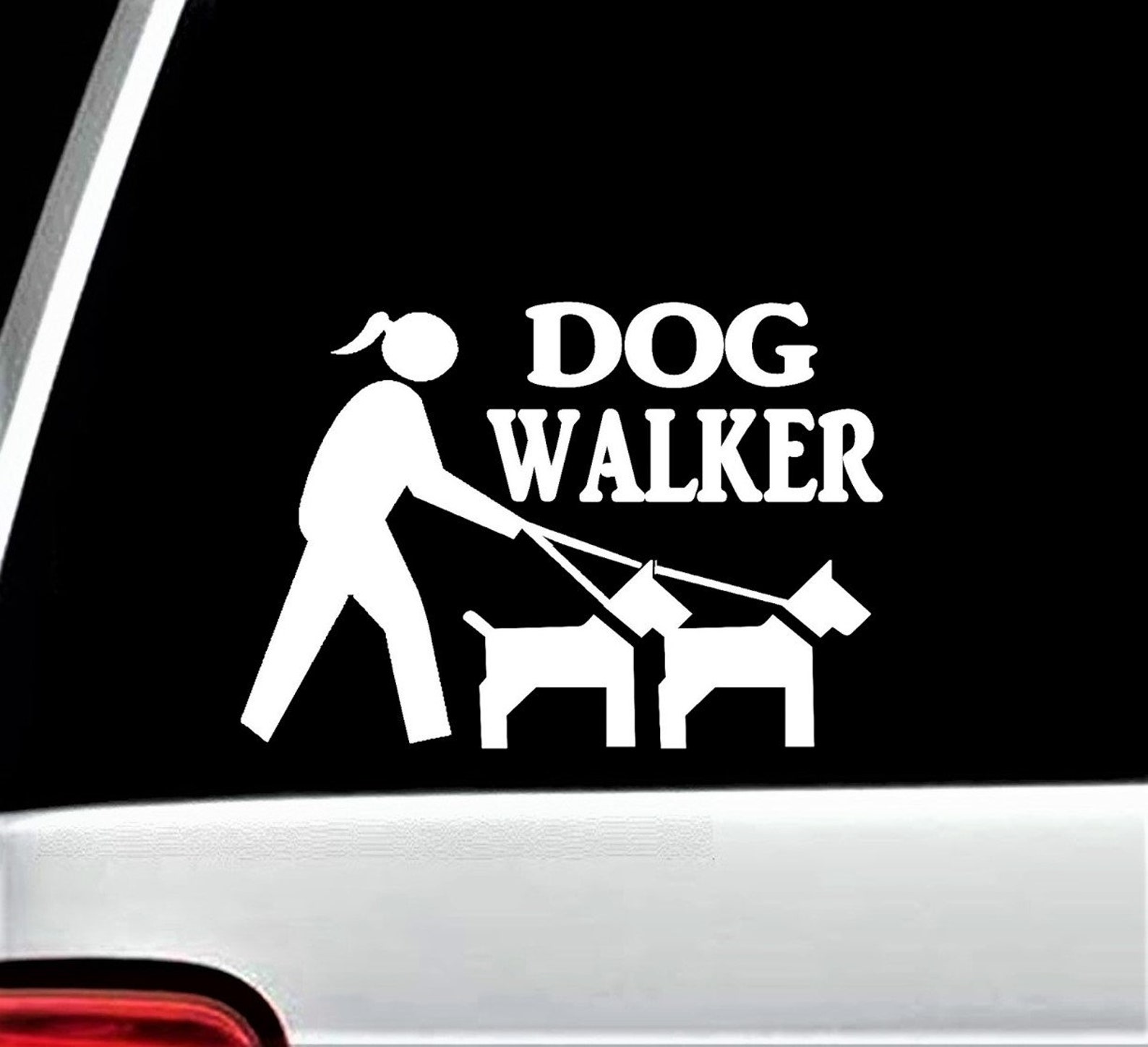 Dog Walker Decal Sticker for Car Window Girl Dog Walker | Etsy