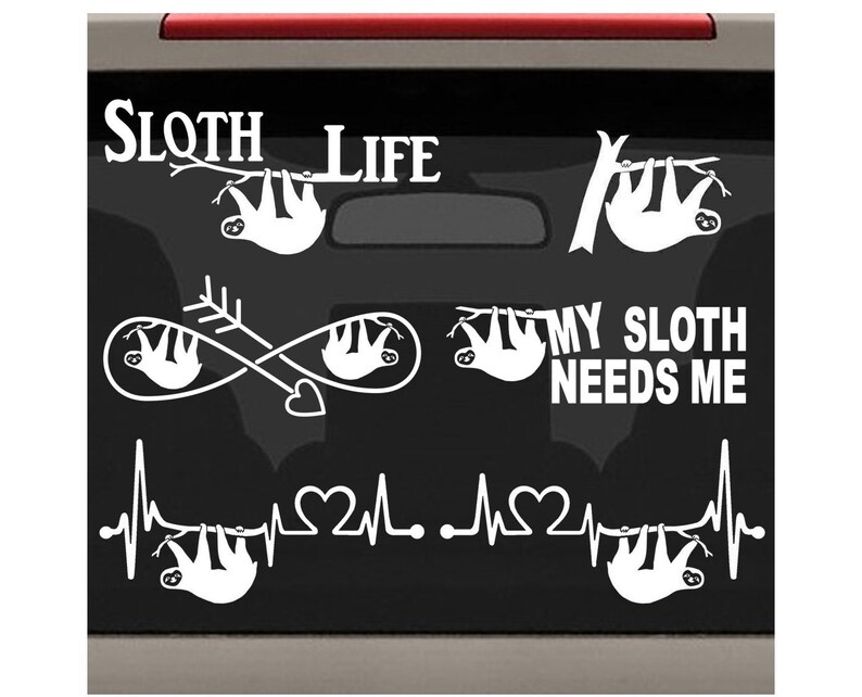 Sloth Decal for Car Window Heartbeat Infinity Sticker Set - Etsy