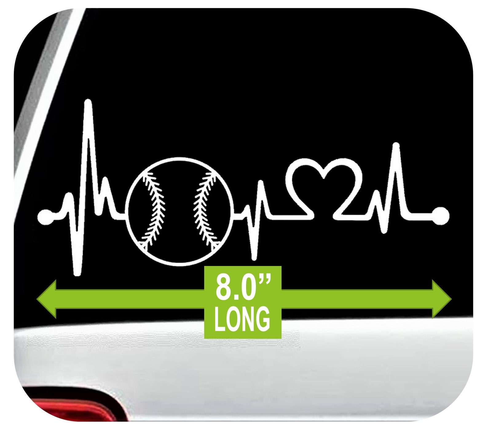 Baseball Softball Heartbeat Lifeline Decal Sticker | K1103 - Etsy
