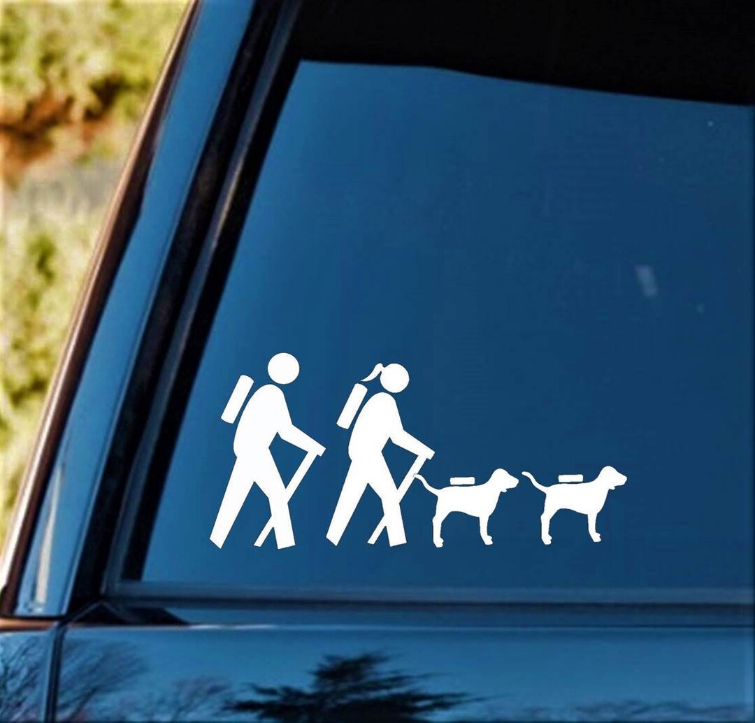 Hiker Guy Hiker Girl W/ Dogs Decal Sticker for Car Window | Hiking ...