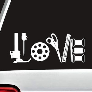 Love to Sew Decal Sticker Set | Sewing Machine Decals for Car Laptop ...