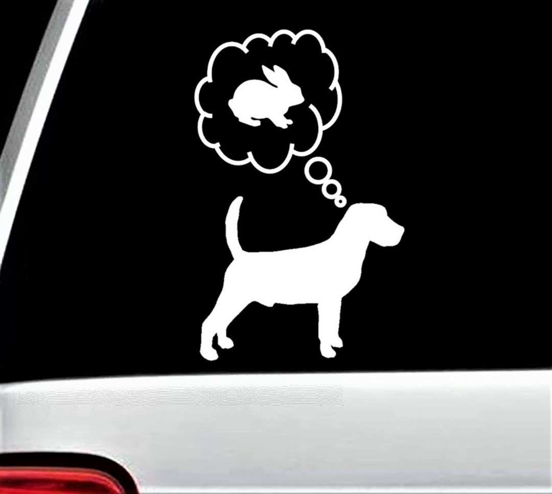 Beagle Dog Dreaming of Rabbit Decal Sticker for Car Window | Rabbit ...