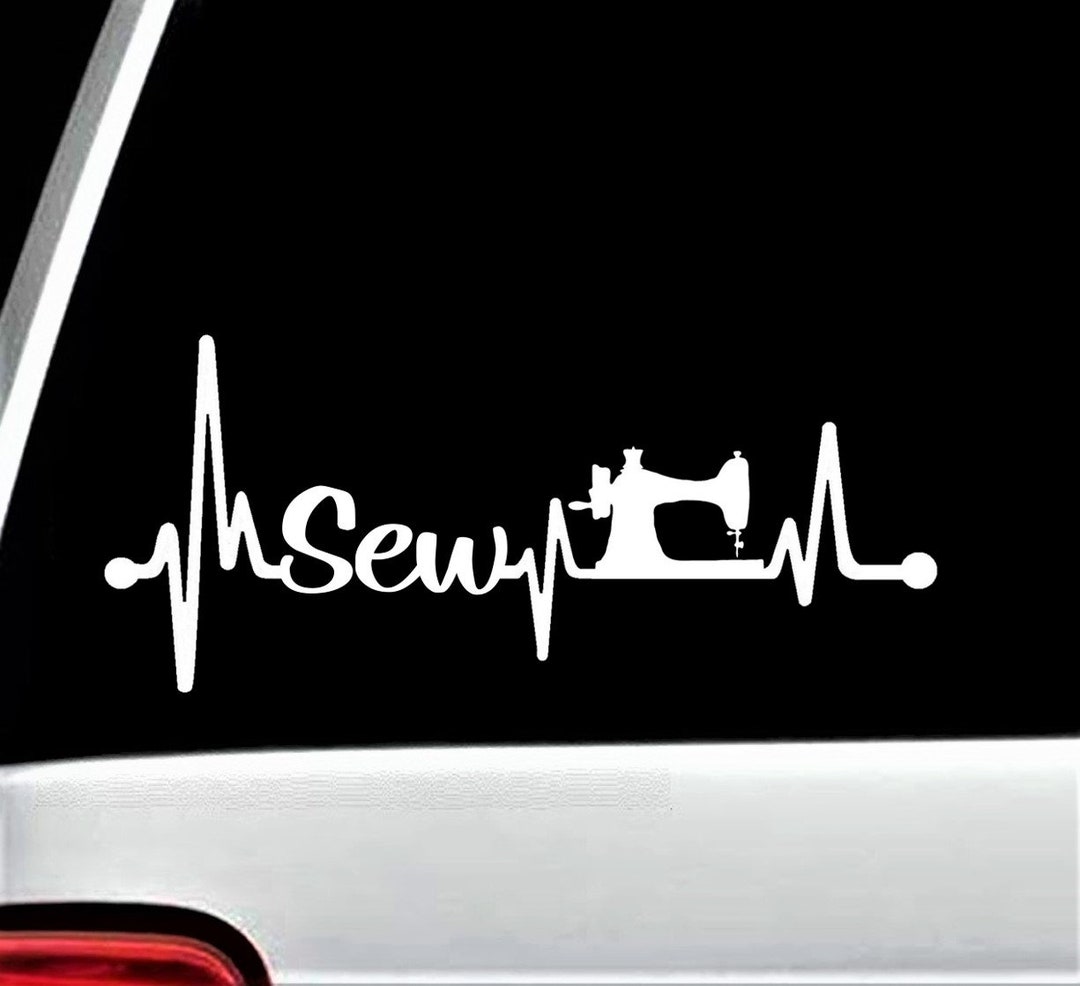 Sewing Machine Heartbeat Lifeline Decal Sticker for Car Window 8 Inch ...