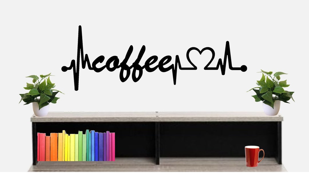 Coffee Decor Heart Heartbeat Lifeline Wall Decal BG 500 - Etsy