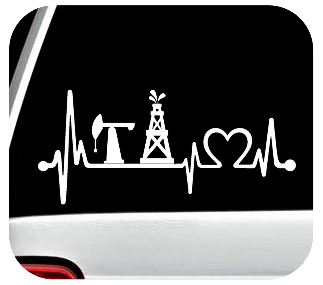 Oilfield Pumpjack Oil Rig Decal Sticker | Pumpjack Heartbeat Decal ...