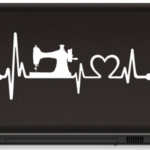 Sewing Machine Heartbeat Lifeline Decal Sticker Love to Sew 6-COUNT - Etsy