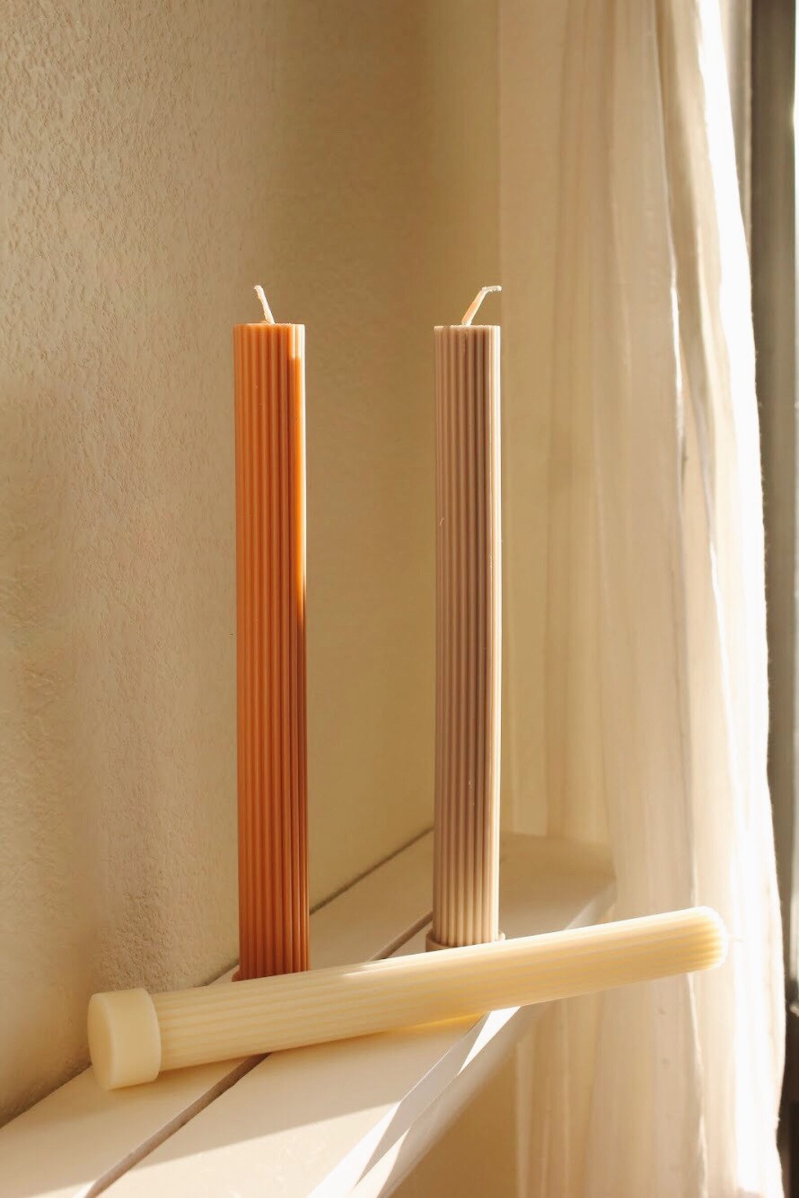 Fluted Pillar Candle Trio - Etsy