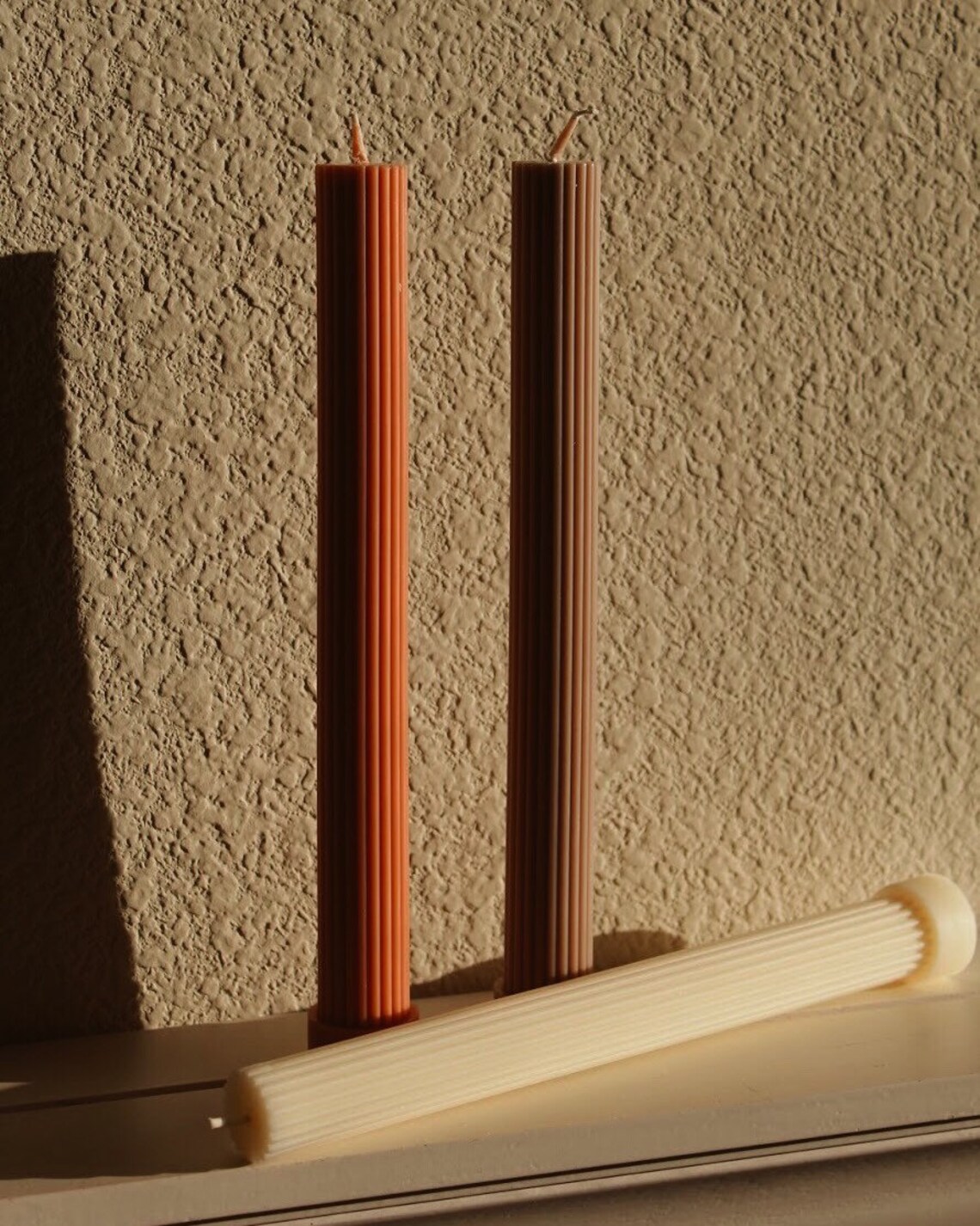 Fluted Pillar Candle Trio - Etsy