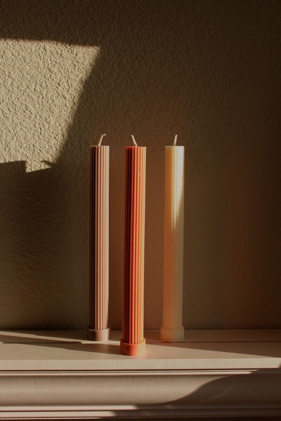 Fluted Pillar Candle Trio - Etsy