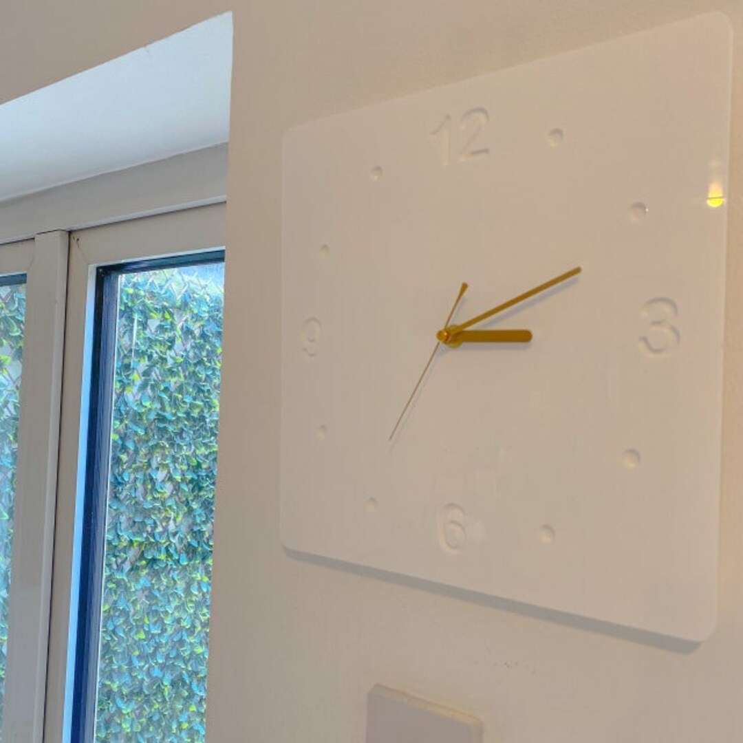 Rounded Corner Square White Clocks - Gloss Finish Acrylic, Silent Sweep ...