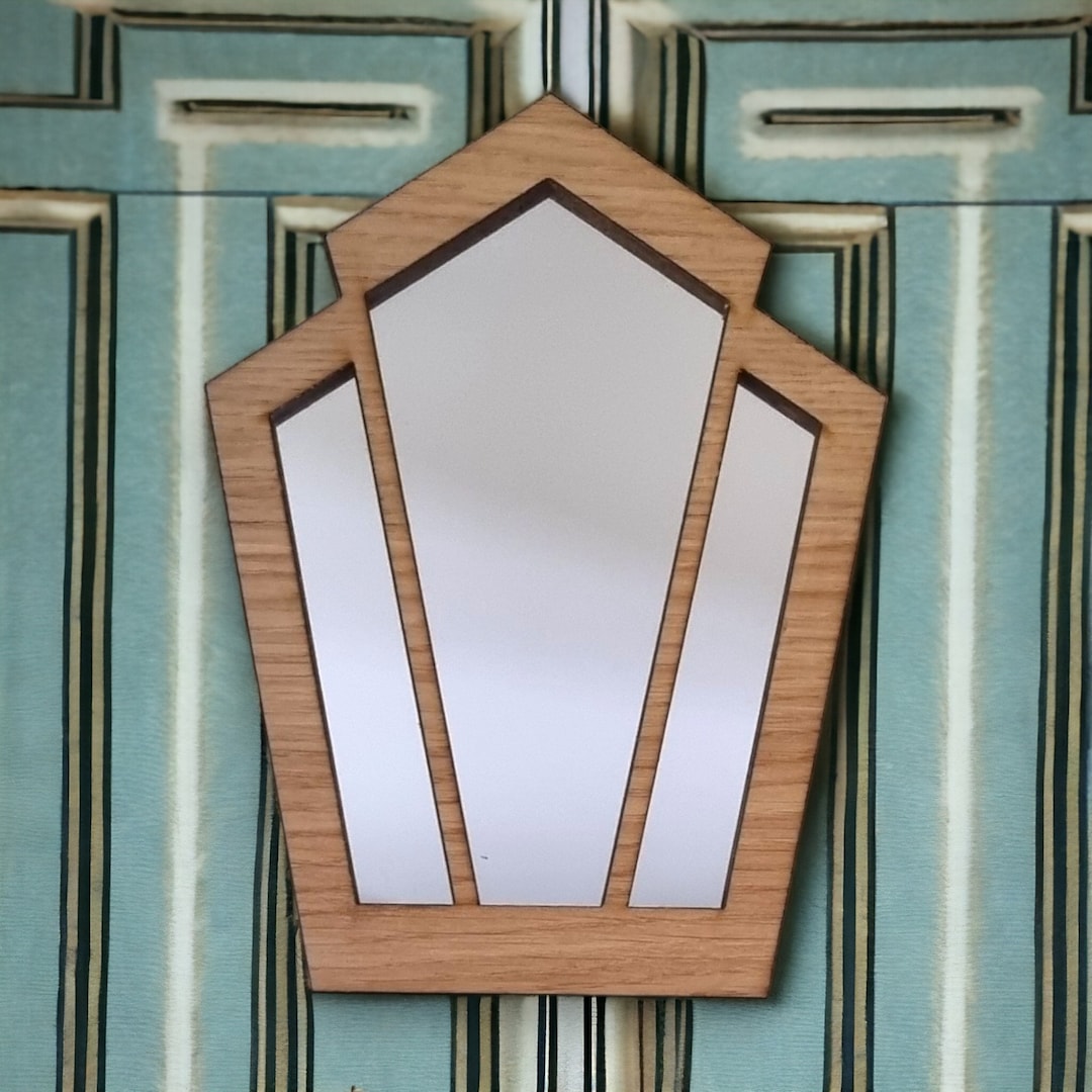 Pentagon Fan Art Deco Wooden Mirrors, Choice of Oak, Walnut or Cherry ...