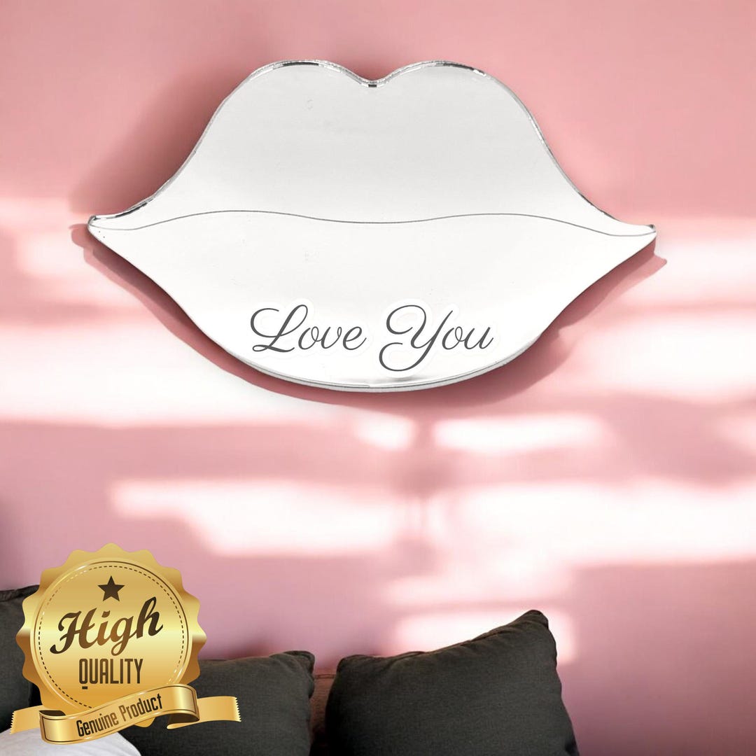 Lips Shaped Mirrors With a White Acrylic Backing & Hooks, Bespoke ...