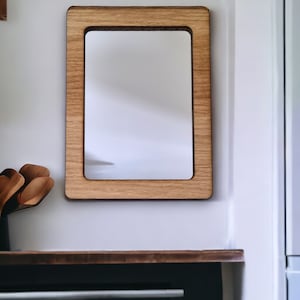 Rounded Corner Rectangle Wooden Framed Mirrors, Choice of Oak, Walnut ...
