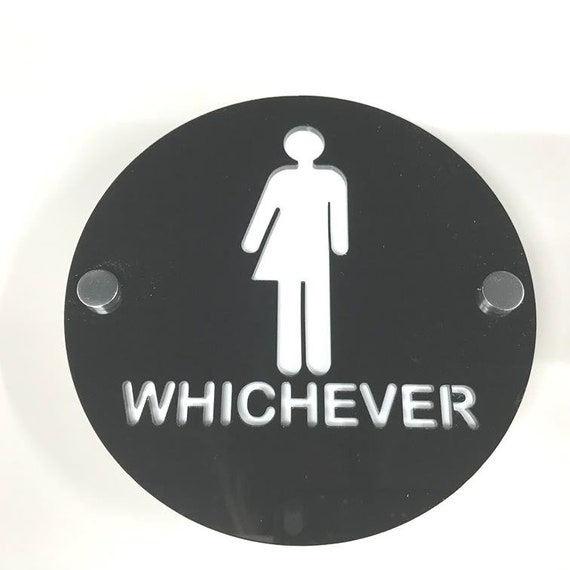 Round Acrylic 'whichever' Toilet Sign Black Blue | Etsy
