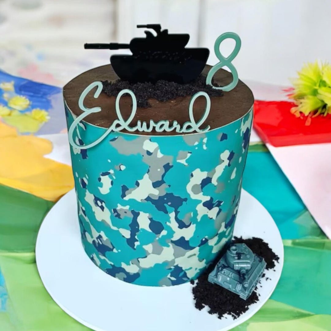 Army Tank Cake Topper: Bespoke Colors, Engraving - Etsy