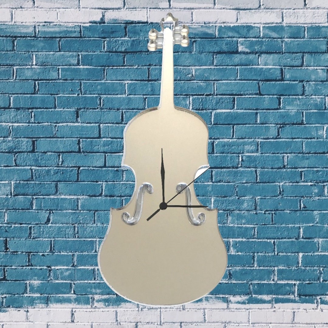 Double Bass Shaped Clocks Many Colour Mirrors and Solid Colour Choices ...