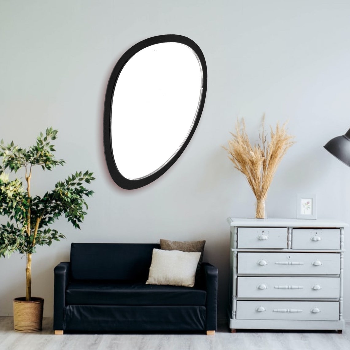 Long Pebble Shaped Mirrors With a Colour Frame of Your Choice - Etsy