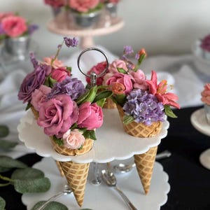 Round Ice Cream Cone / Canape Cone Stands With Handle for Parties ...