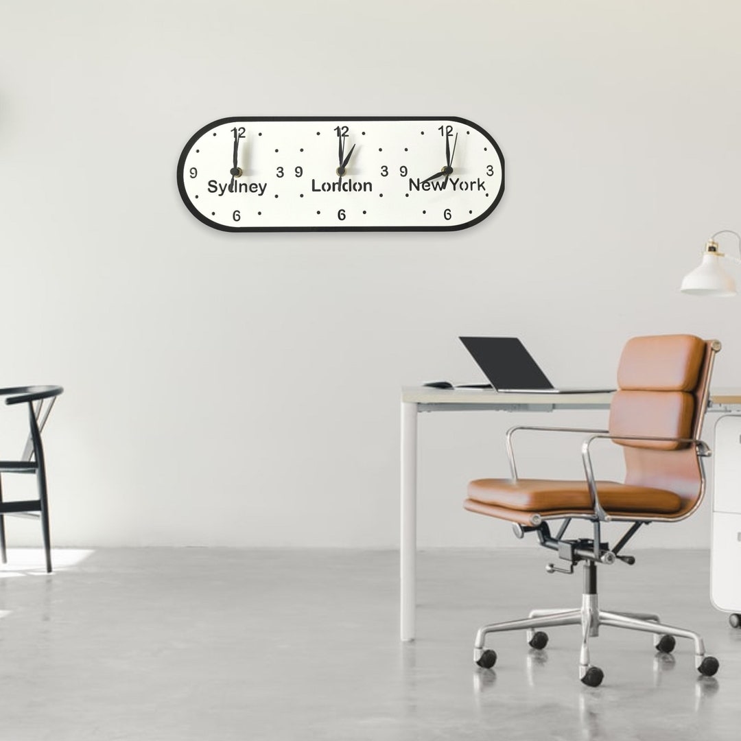 Bespoke Oval Three Time Zone Clocks Many Colour Choices, Bespoke Shapes ...