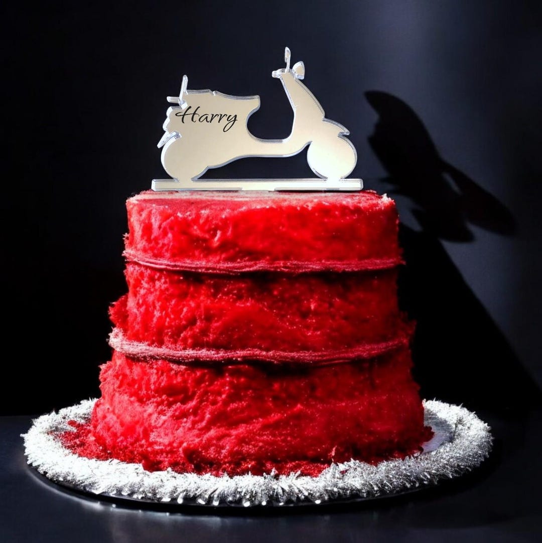 Moped Cake Topper: Custom Acrylic Motorbike Cupcake Decoration - Etsy