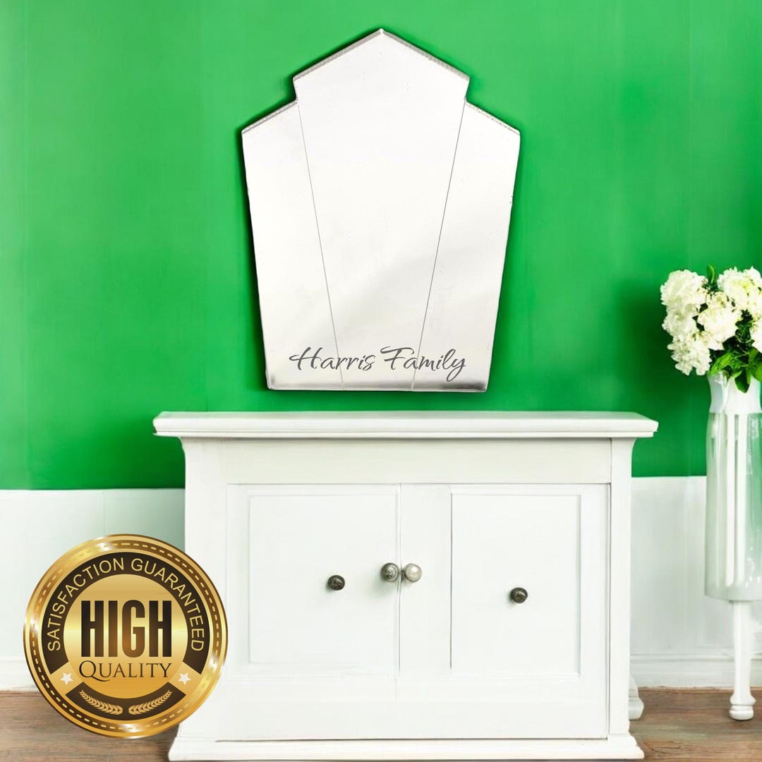 Art Deco Pentagon Fan Shaped Mirrors With White Backing & Hooks ...