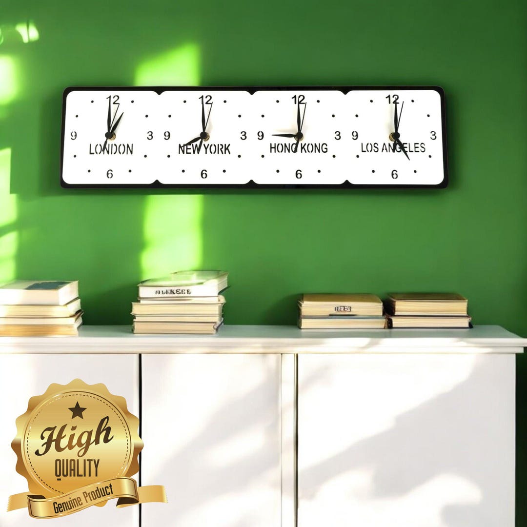 Custom Four Time Zone (family, Friends or Place Names) Clocks - Black ...